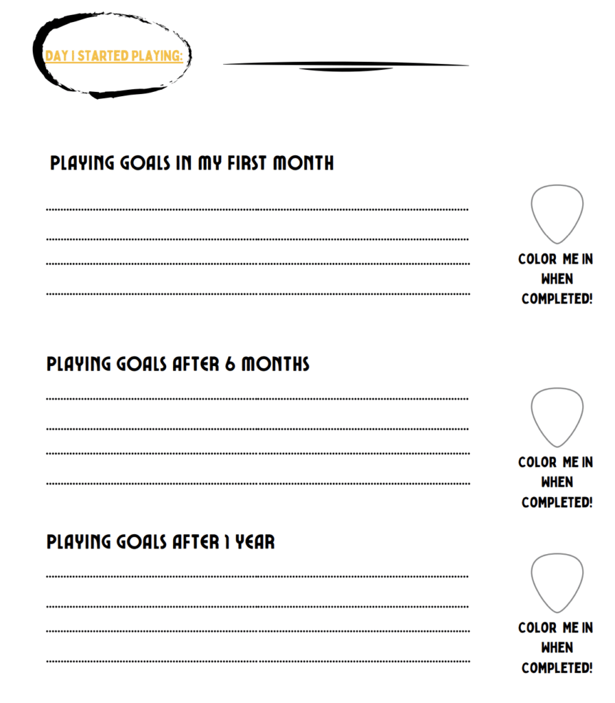 Guitar Practice Log Printable Documents - For Beginners & Intermediate ...