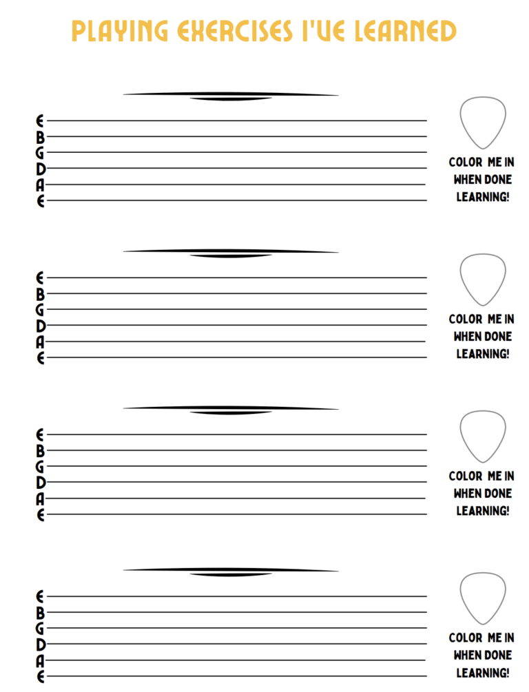 Guitar Practice Log Printable Documents - For Beginners & Intermediate ...